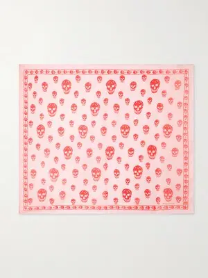 Alexander McQueen Printed Silk-chiffon Scarf - Red