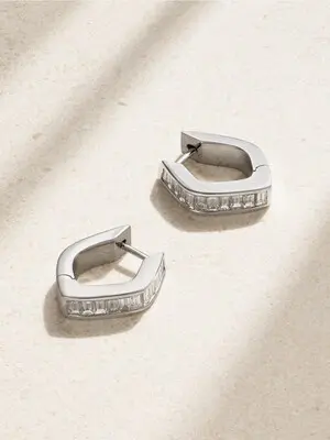 ANITA KO Georgie 18-karat White Gold Diamond Hoop Earrings - Silver
