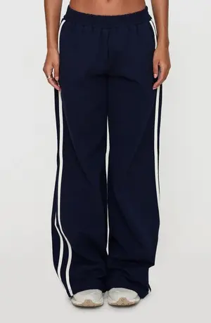 Princess Polly Circuit Cotton Blend Track Pants - Navy