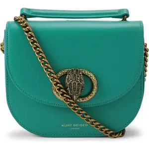 Kurt Geiger Chelsea Leather Saddle Bag - Open Green