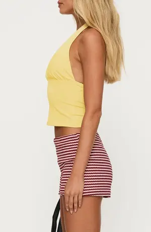 Princess Polly Whimsy Crop Halter Top - Lemon