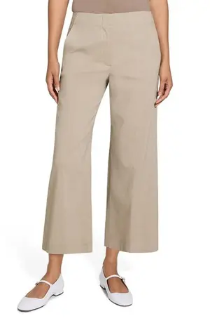 Theory Clean Terena Crop Wide Leg Linen Blend Pants