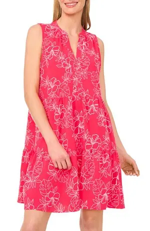 CECE DUPRAZ Floral Print Sleeveless Mini Dress
