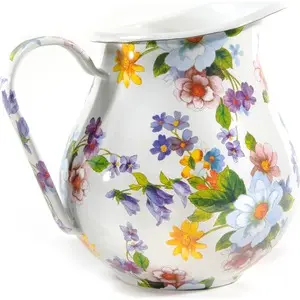 MACKENZIE-CHILDS White Flower Market Pitcher - White Multi
