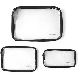 BAGGALLINI Clear Travel Pouch 3-piece Set - Black