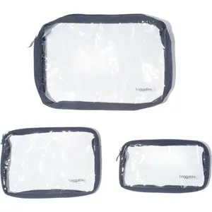 BAGGALLINI Clear Travel Pouch 3-piece Set - French Navy