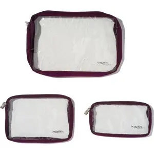 BAGGALLINI Clear Travel Pouch 3-piece Set - Mulberry