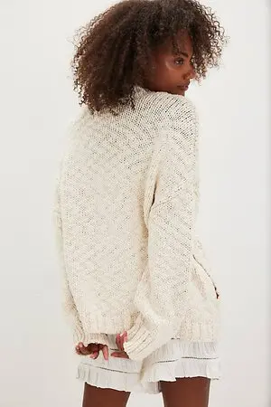 Free People Raye Cable Knit Cardigan - Gardenia