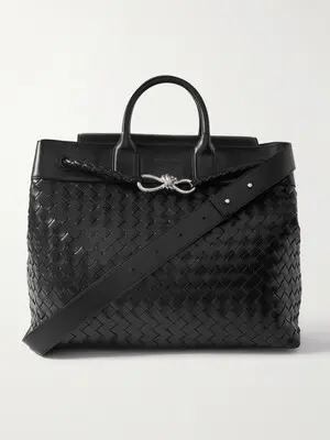 Bottega Veneta Andiamo Large Intrecciato Leather Messenger Bag - Black