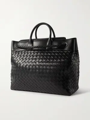 Bottega Veneta Andiamo Large Intrecciato Leather Messenger Bag - Black