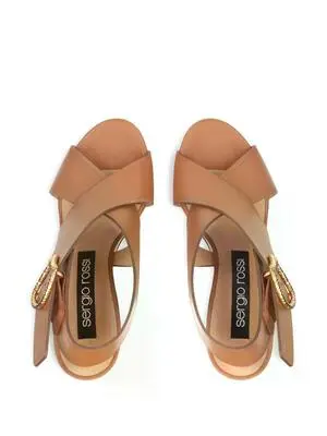 SERGIO ROSSI 75mm Leather Sandals - Brown