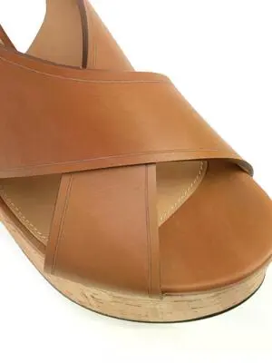 SERGIO ROSSI 75mm Leather Sandals - Brown