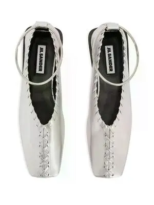 JIL SANDER Metallic Ballerina Flats - Silver