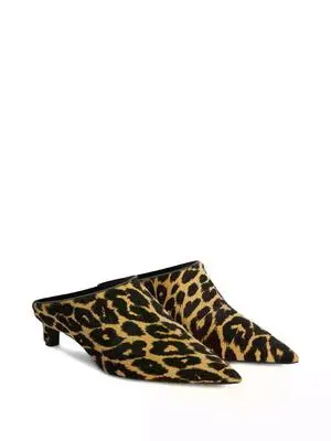 JIL SANDER Leopard-print Mules - Brown