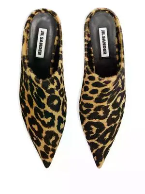 JIL SANDER Leopard-print Mules - Brown