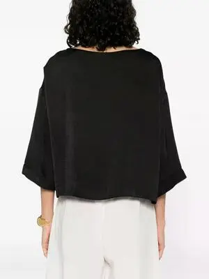 MOUTAKI Satin T-shirt - Black