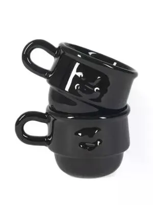 NIKO JUNE Kantine Embossed Ceramic Cup Set - Black