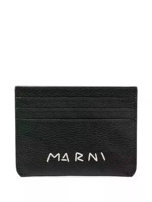 Marni Logo-embroidered Cardholder - Black