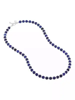 DOWER & HALL Halo Lapis Lazuli Beaded Necklace - Silver