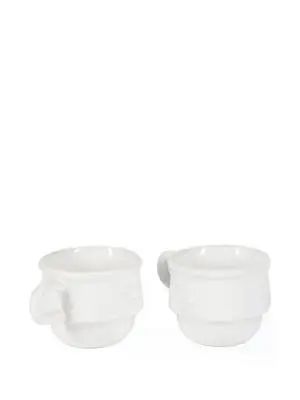 NIKO JUNE Kantine Embossed Porcelain Espresso Cups - White