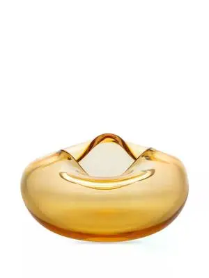 GARDECO Ocean Vidrio Sculptured Glass Vase - Yellow