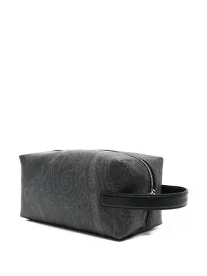 Etro Embroidered-logo Wash Bag - Grey