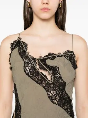 Christopher Esber Crimped Lace Slip Dress