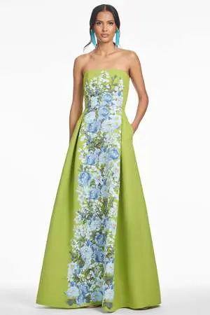 Sachin & Babi Larisa Printed Gown - Peridot Cascade