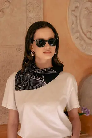 ELIZABETTA Fior Di Lotosilk Bandana - Black