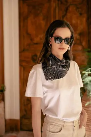 ELIZABETTA Fior Di Lotosilk Bandana - Black