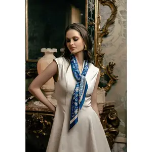 ELIZABETTA Lorettaskinny Silk Scarf - Blue