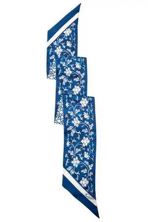 ELIZABETTA Lorettaskinny Silk Scarf - Blue