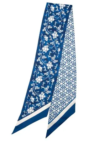 ELIZABETTA Lorettaskinny Silk Scarf - Blue