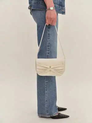 REFORMATION Maria Leather Shoulder Bag - Ivory