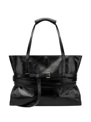 Moschino Tie Me Leather Shoulder Bag - Black