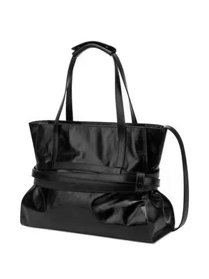 Moschino Tie Me Leather Shoulder Bag - Black