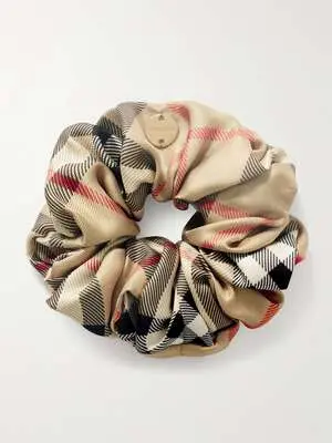 Burberry Checked Silk Scrunchie Sand