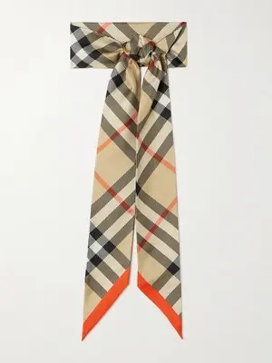 Burberry Checked Organic Mulberry Silk-twill Scarf - Neutrals