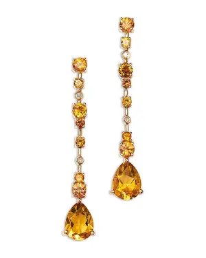 Bloomingdale'S Citrine, Orange Sapphire & Diamond Linear Drop Earrings - Orange/gold