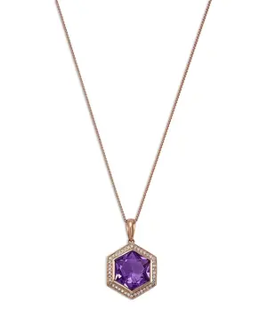 Bloomingdale'S Amethyst And Diamond Pendant Necklace - Purple/rose