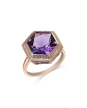 Bloomingdale'S Amethyst And Diamond Ring In 14k Rose Gold - Purple/rose