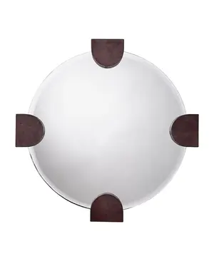 JAMIE YOUNG CO. Quadrant Leather Round Wall Mirror - Grey