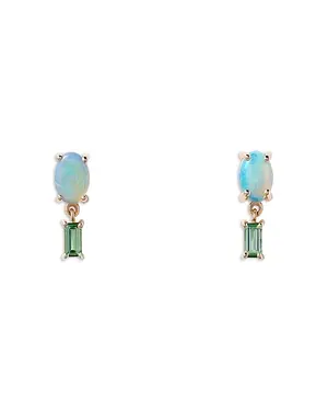 WWAKE 14k Yellow Opal And Tourmaline Stela Earrings - Gold