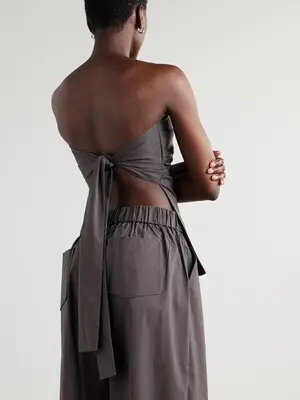 ST. AGNI Strapless Tie-back Cotton-blend Top - Brown