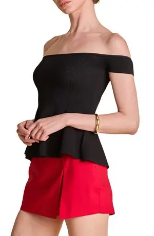 Endless Rose Off-the-shoulder Peplum Knit Top