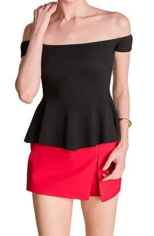 Endless Rose Off-the-shoulder Peplum Knit Top