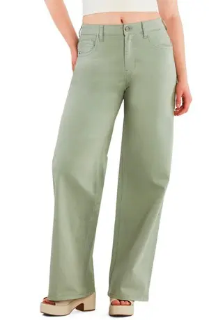 HINT OF BLU Mid-rise Relaxed Straight Leg Jeans - Sage