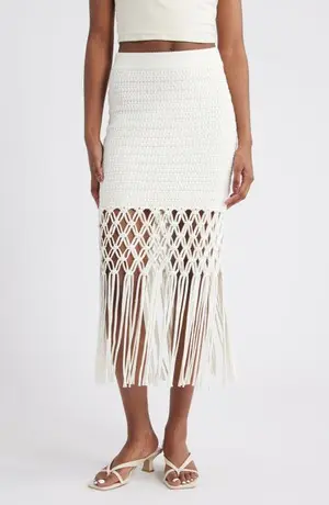 Rails Sevilla Fringe Accent Knit Skirt - White
