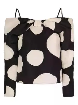 Nina Ricci Off-shoulder Polka Dot Blouse - Brown