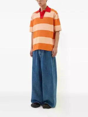 Sunnei Striped Short-sleeve Polo Shirt